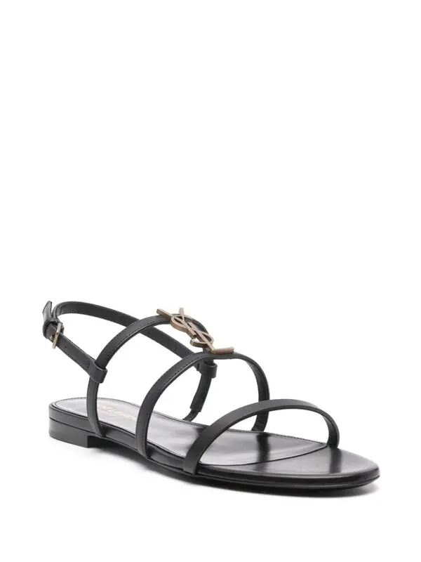 Saint Laurent Cassandra Flat Sandals - Black