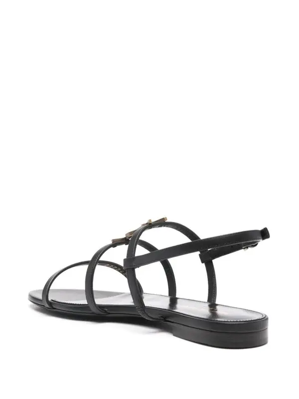 Saint Laurent Cassandra Flat Sandals Black Editorialist