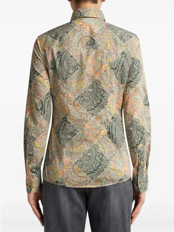 Etro Patchwork-print Poplin Shirt - Neutrals