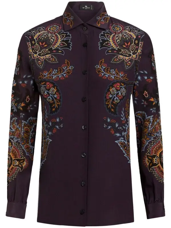 Etro Paisley-print Silk Shirt - Purple