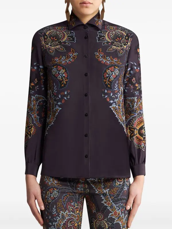 Etro Paisley-print Silk Shirt - Purple