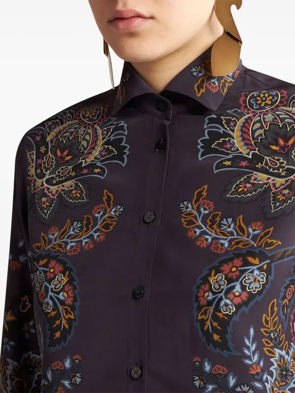 Etro Paisley-print Silk Shirt - Purple