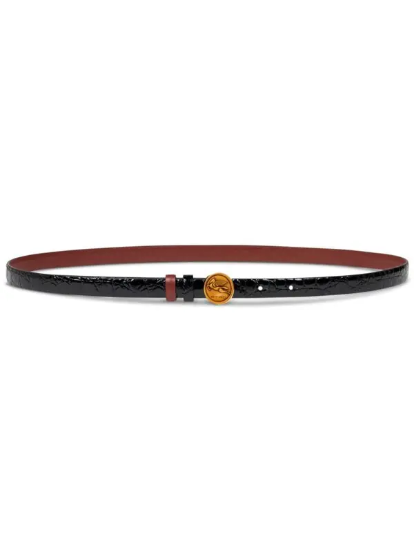 Etro Pegaso Plaque Reversible Belt - Black