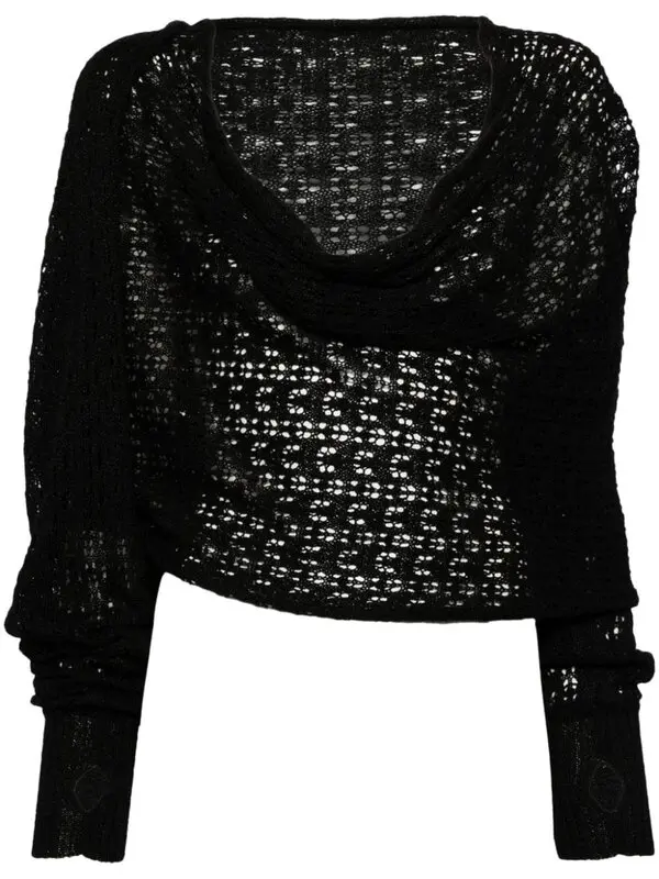 Yohji Yamamoto Open-knit Draped Jumper - Black