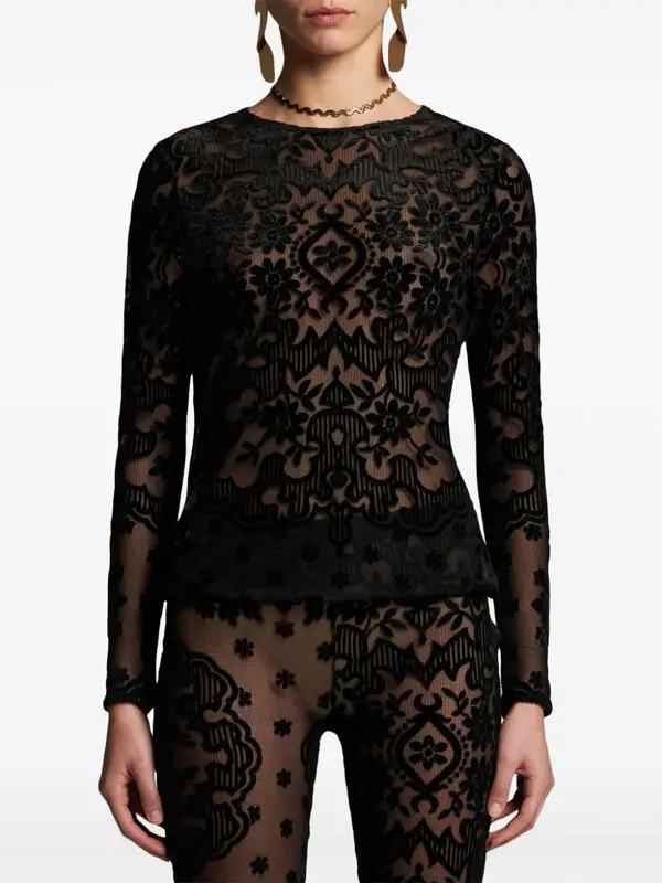 Etro Tulle And Jacquard Velvet Top