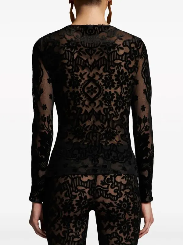 Etro Tulle And Jacquard Velvet Top