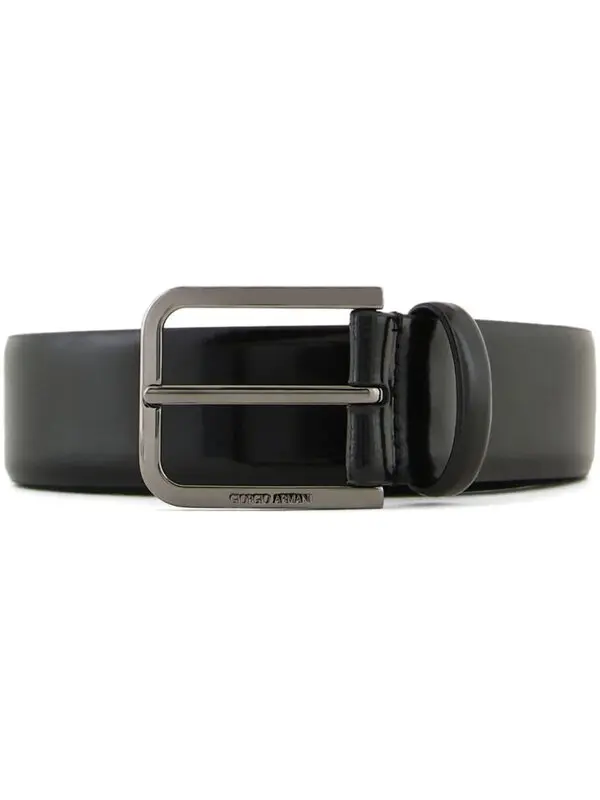 Giorgio Armani Polished Leather Belt - Black