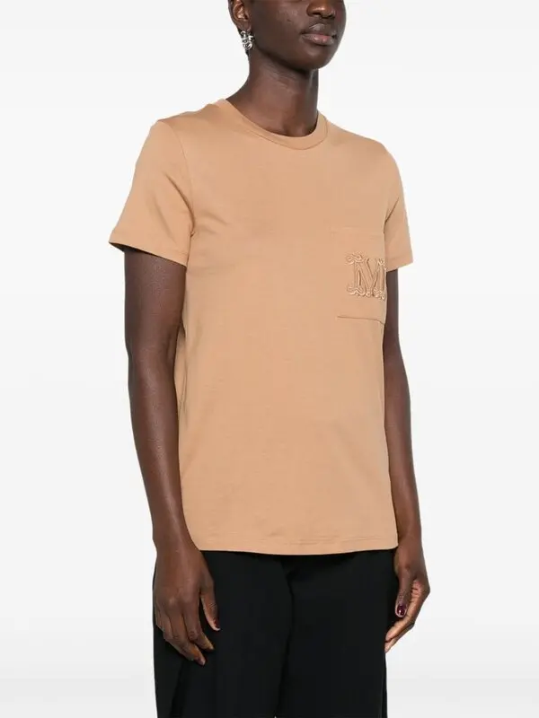 Max Mara Papaia Logo-embroidered T-shirt - Neutrals
