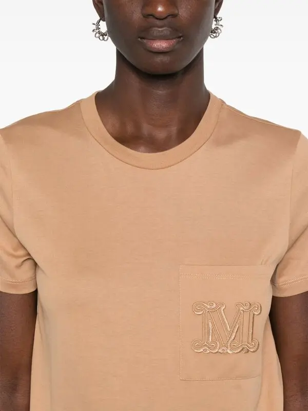 Max Mara Papaia Logo-embroidered T-shirt - Neutrals