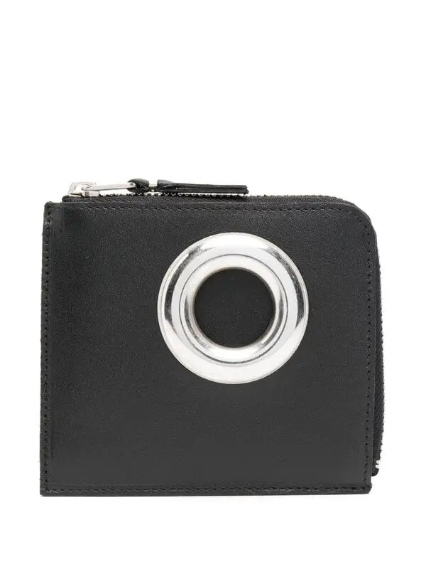 Comme Des Garçons Eyelet-detail Leather Wallet - Black