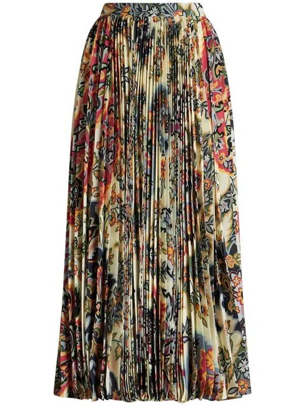 Etro Paisley-print Pleated Midi Skirt