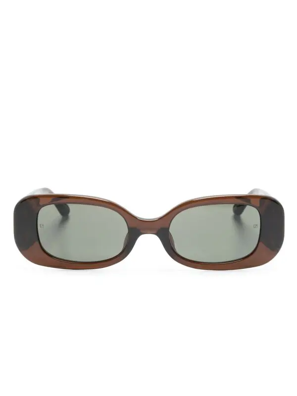 Linda Farrow Engraved-logo Arm Sunglasses - Brown