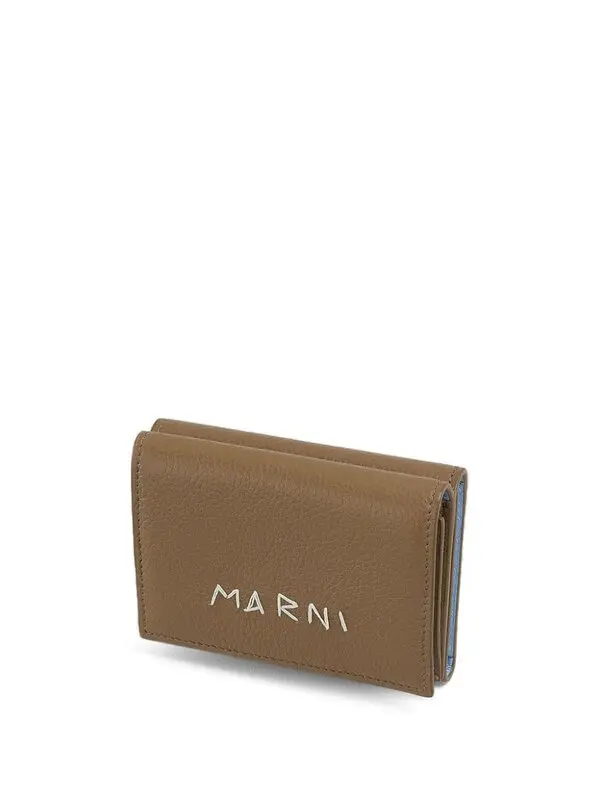 Marni Leather Trifold Wallet With Mending-embroidery - Brown
