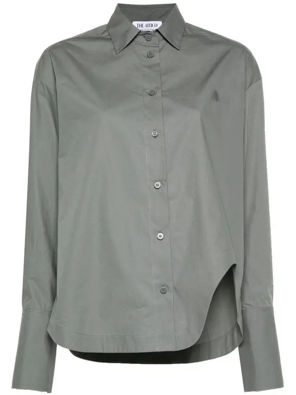 Attico Eliza Logo-embroidered Shirt - Grey