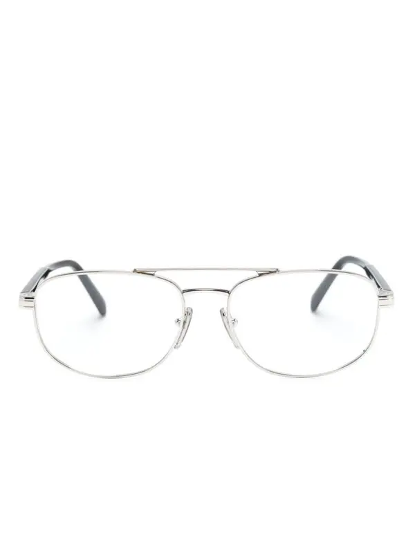 Prada Logo-print Aviator-frame Eyeglasses - Black