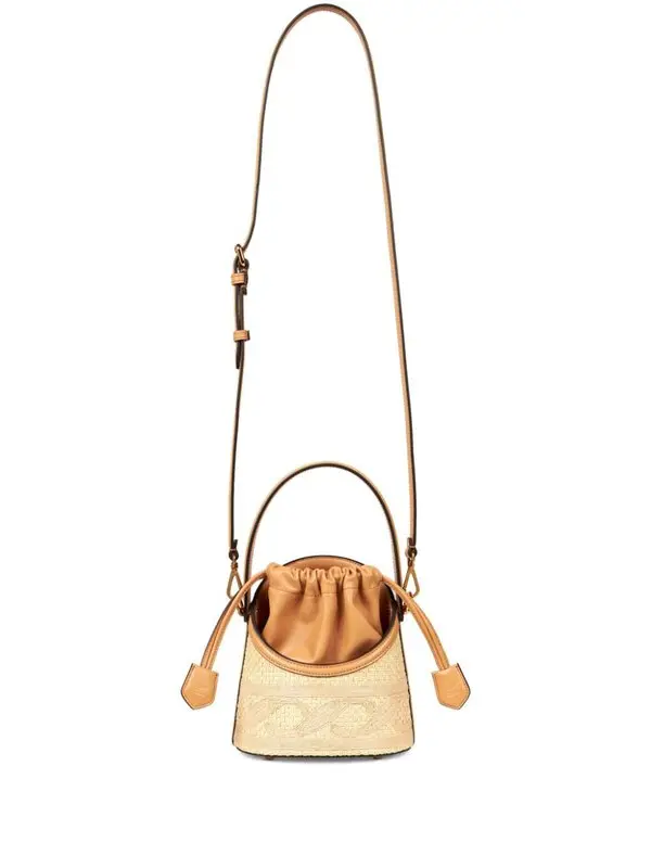 Etro Small Saturno Raffia Bucket Bag - Neutrals