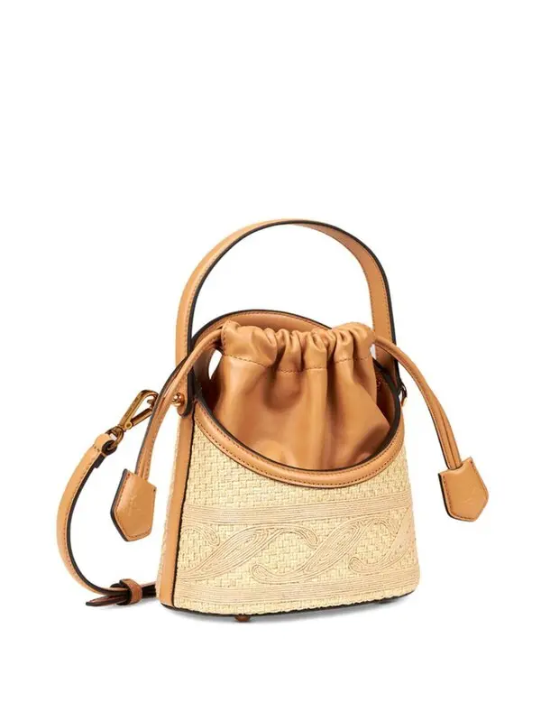 Etro Small Saturno Raffia Bucket Bag - Neutrals