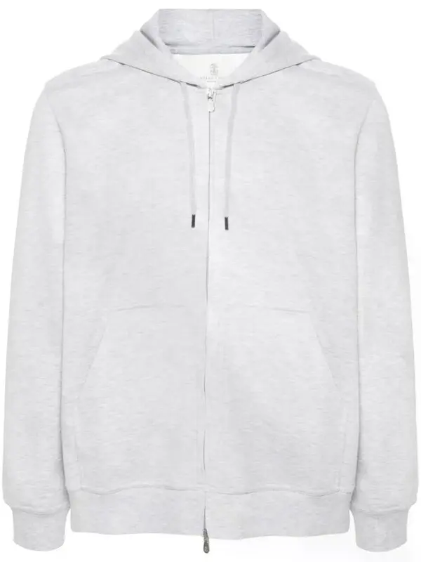 Brunello Cucinelli Mélange-effect Zipped Hoodie - Grey