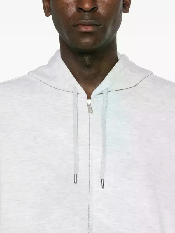 Brunello Cucinelli Mélange-effect Zipped Hoodie - Grey