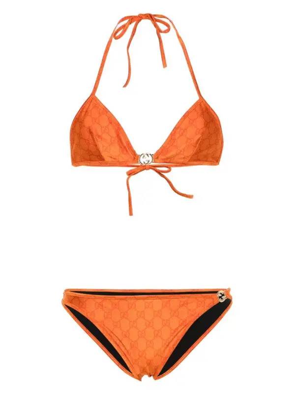 Gucci Gg Supreme-Print Bikini Set Orange Editorialist
