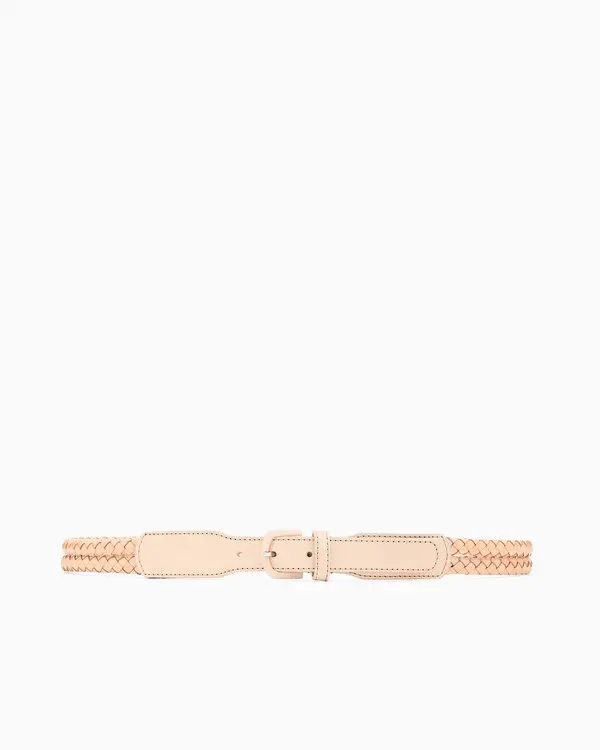 Giorgio Armani Woven Leather Belt - Beige