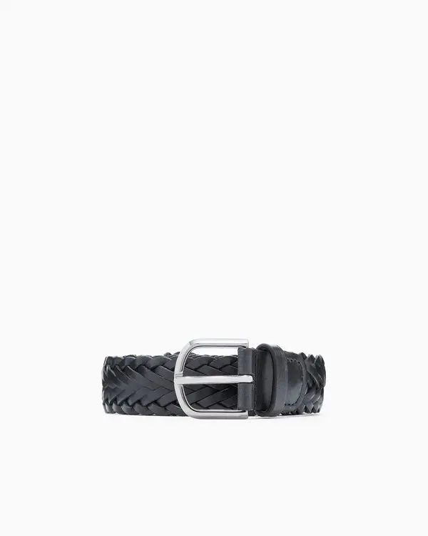 Giorgio Armani Woven Leather Belt - Black