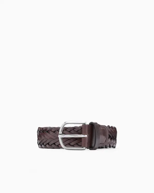 Giorgio Armani Woven Leather Belt - Brown