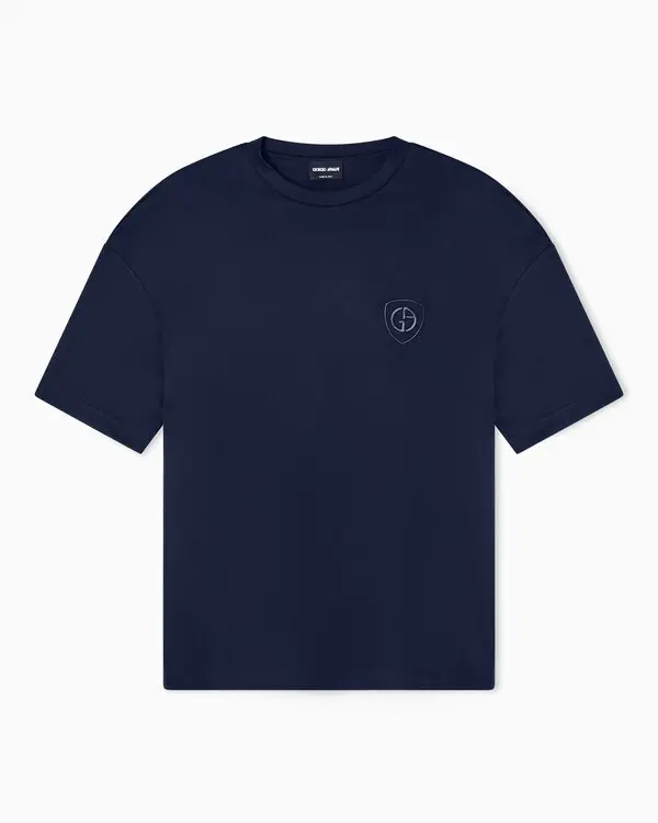 Giorgio Armani Cotton Interlock Crew-neck T-shirt - Navy Blue