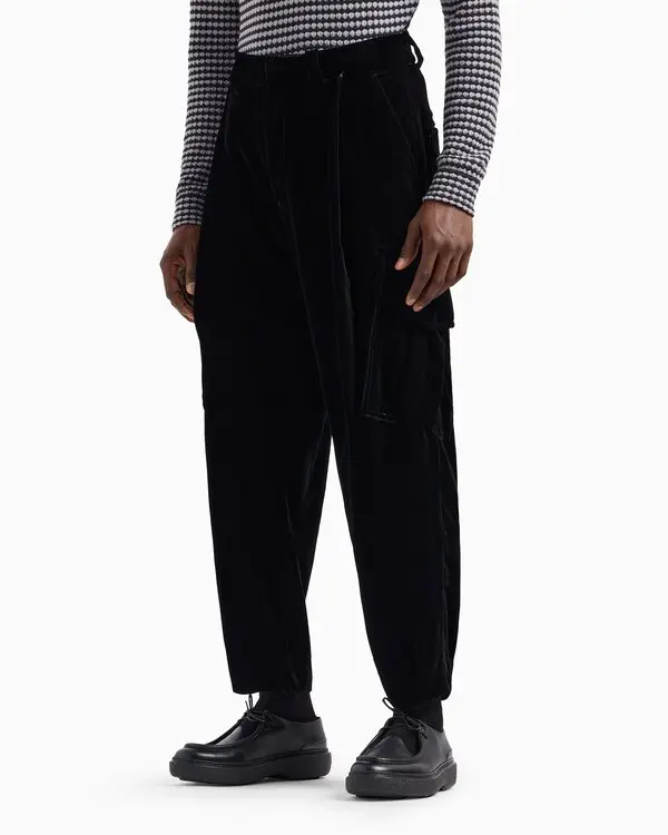 Giorgio Armani Single-pleat Velvet Cargo Trousers