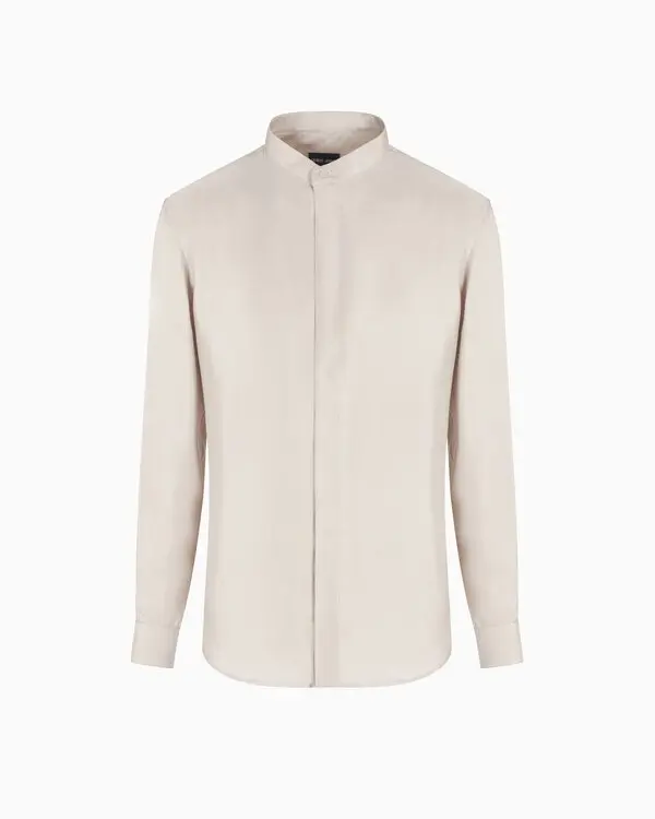 Giorgio Armani Slim-fit, Silk-twill Shirt - Beige