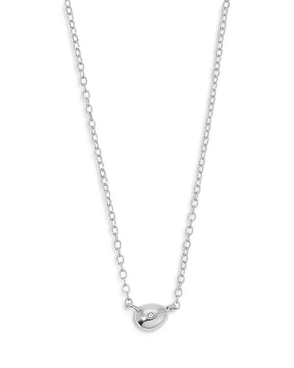 Ettika Pave Polished Pebble Pendant Necklace - Silver
