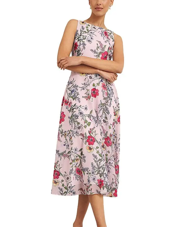 HOBBS LONDON Carly Floral Midi Dress - Pale Pink
