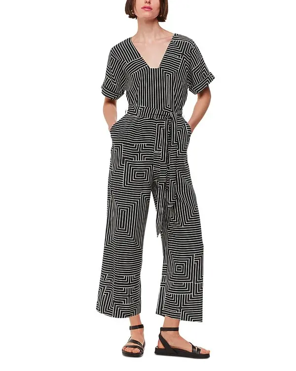 Whistles Angled Stripe Jumpsuit - Black/white