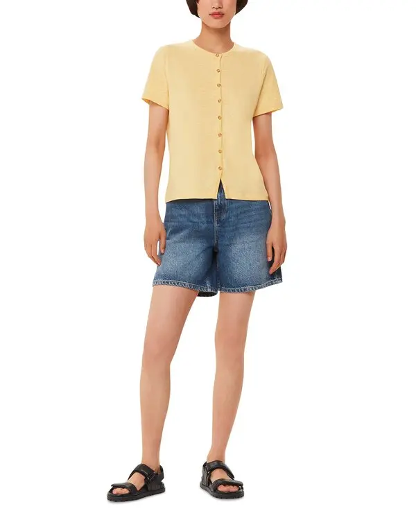 Whistles Isla Round Neck Button-front Tee