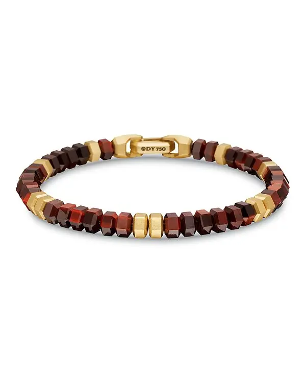 David Yurman 18k Yellow Gold Spiritual Beads Bracelet - Red/gold
