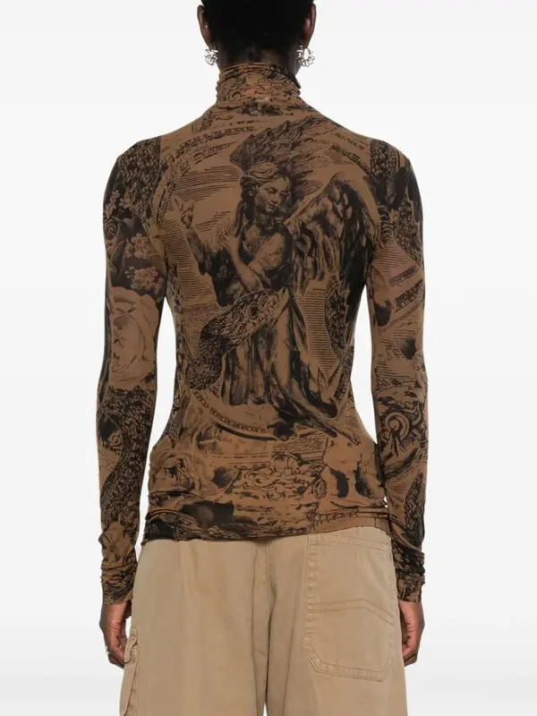Acne Studios Graphic-Print Seamless Top In Brown - 30% Off