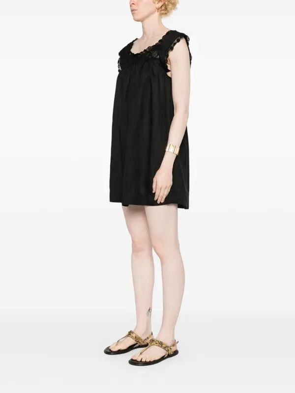 den almadia crochet-trimmed ramie mini dress Rodeo  DEN