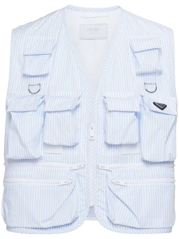 Prada Striped Cotton Vest - Blue
