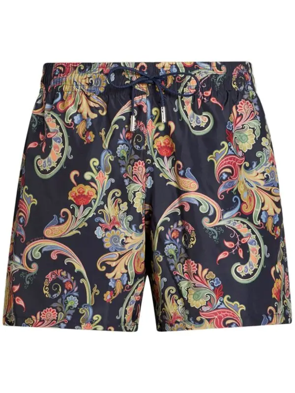 Etro Paisley-print Swim Shorts - Blue