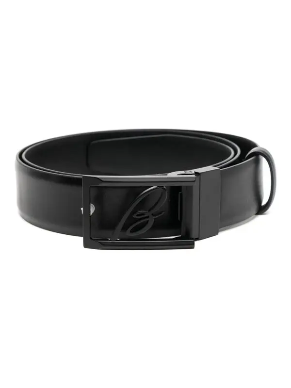 Brioni Logo-buckle Leather Belt - Black