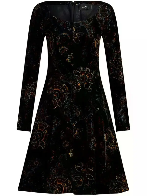 Etro Velveted Printed Mini Dress