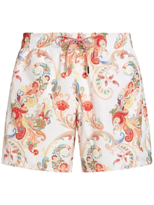 Etro Paisley-print Swim Shorts - White