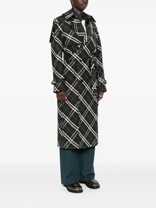Burberry Long Check Cotton-blend Trench Coat