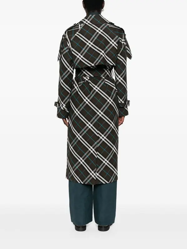Burberry Long Check Cotton-blend Trench Coat
