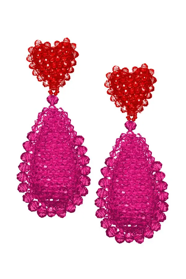 Sachin & Babi Adeline Clip-on Drop Earrings - Ruby/raspberry