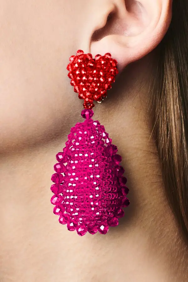 Sachin & Babi Adeline Clip-on Drop Earrings - Ruby/raspberry