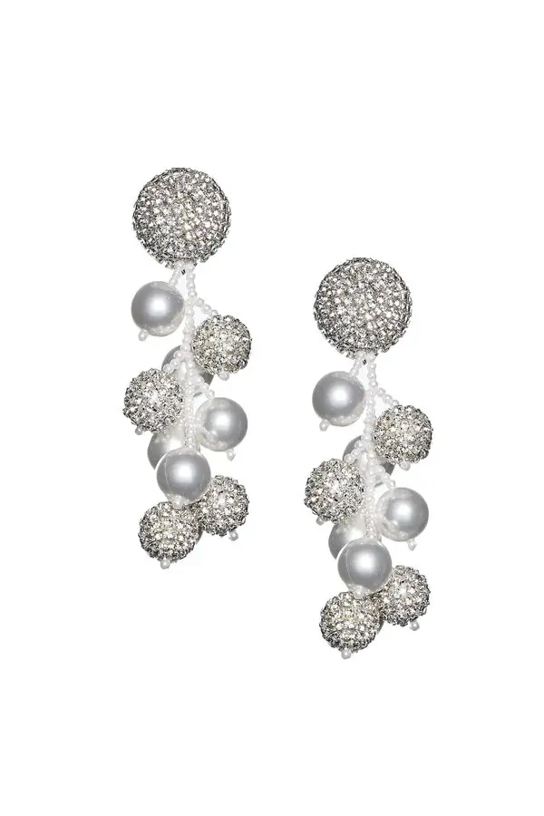 Sachin & Babi Coconuts Clip-on Earrings - Clear Crystals/pearls