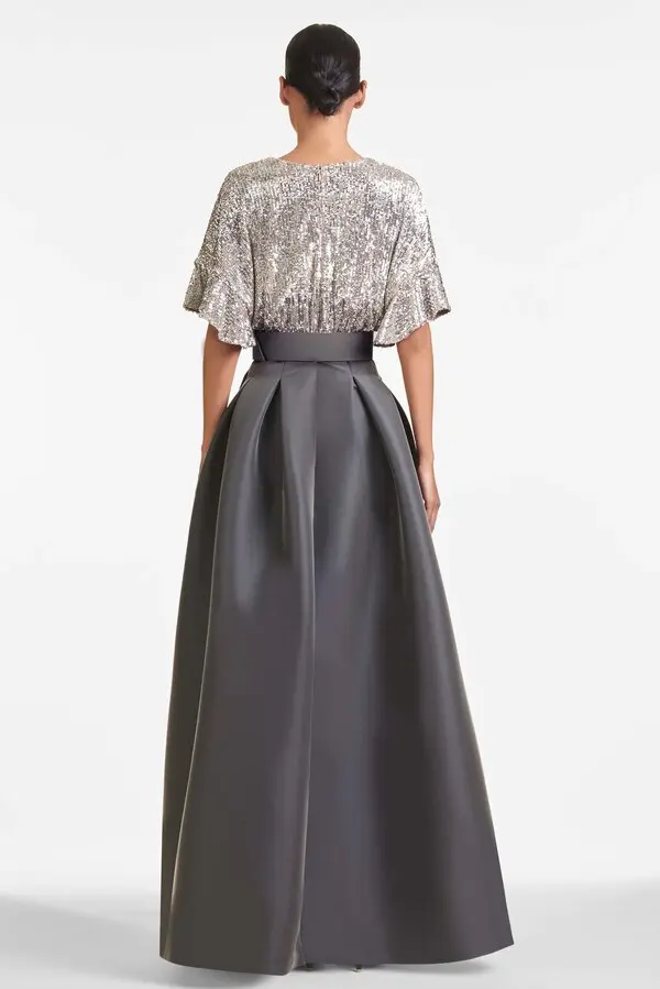 Sachin & Babi Simone Gown - Silver/charcoal
