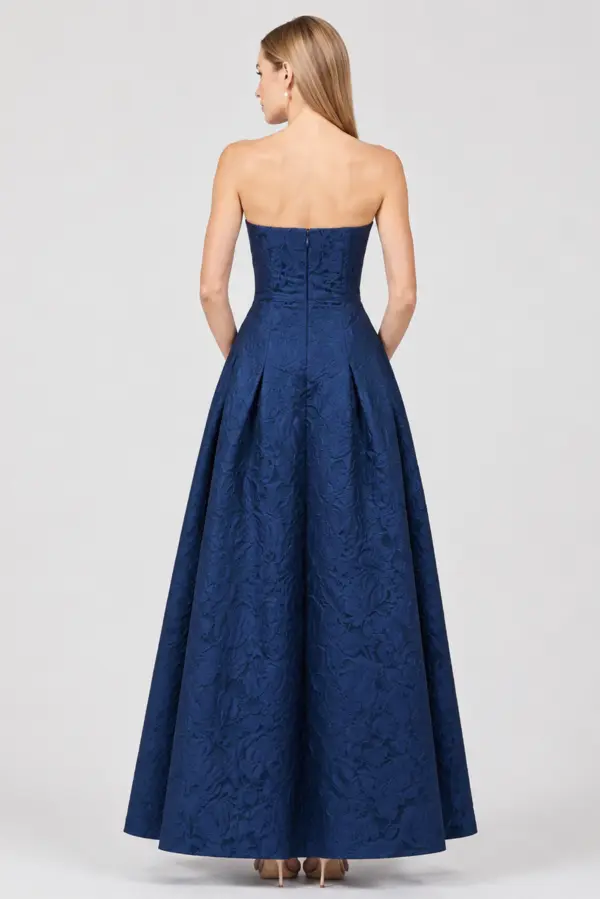 Sachin & Babi Belle Floral Embroidered Cloque Gown - Midnight