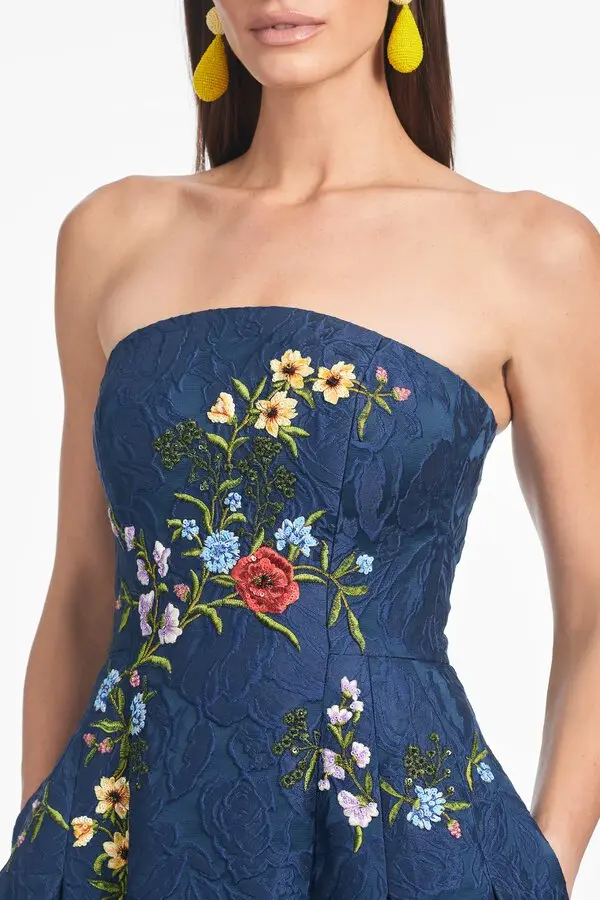 Sachin & Babi Embroidered A-line Gown - Midnight